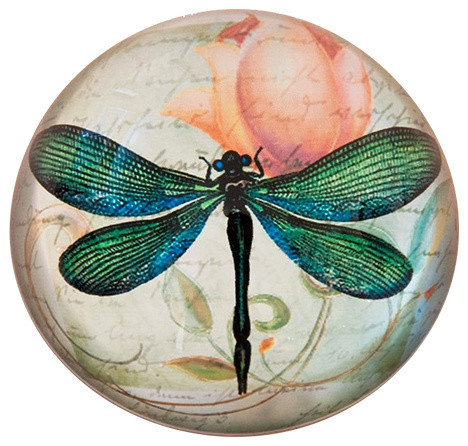 Green Dragonfly Paperweight With Crystal Dome - Contemporary - Desk ...