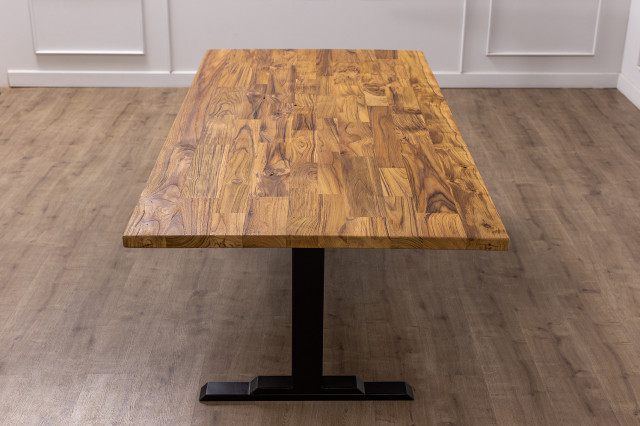 48x36 Teak Live Edge Nana Teak Dining Table in Sandblasted Natural ...
