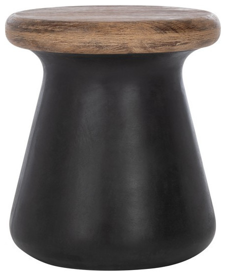 Sutton Indoor/Outdoor Modern Concrete Round 18.1" H Accent Table Black - Rustic - Outdoor Side ...