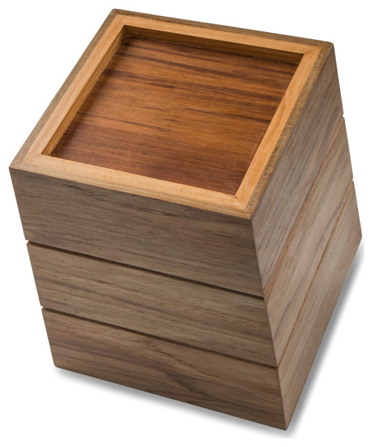 12" Traditional Solid Teak Large Waste Basket - Transitional ...