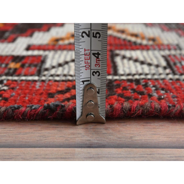 Tomato Red, Hand Knotted Vintage Persian Baluch, Worn Wool Rug, 3'9"x6 ...