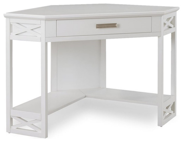 Leick Corner Computer Desk in White - Transitional - Desks And Hutches ...