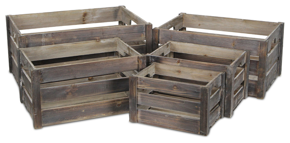 5-Piece Wood Slat Crates - Traditional - Decorative Boxes - by Cheungs ...