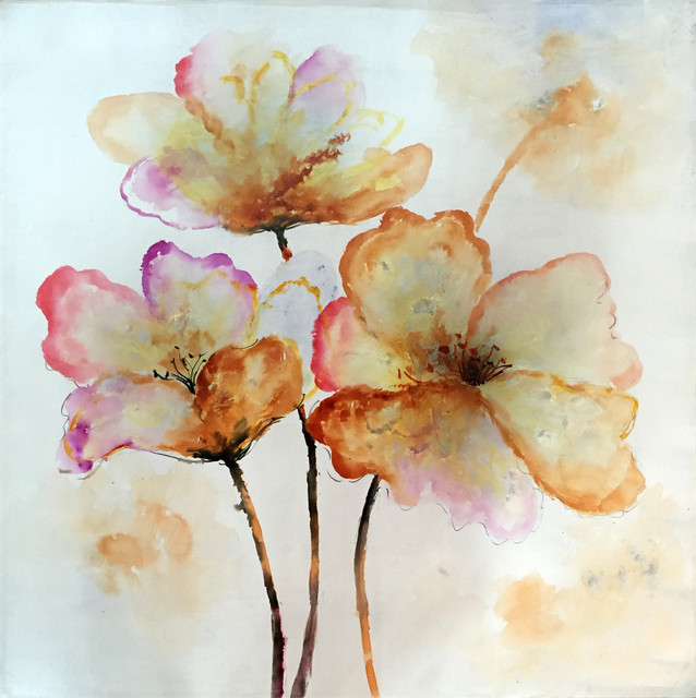 "Washed out Flowers" Oil Painting on Wrapped Canvas, Wall Artwork ...