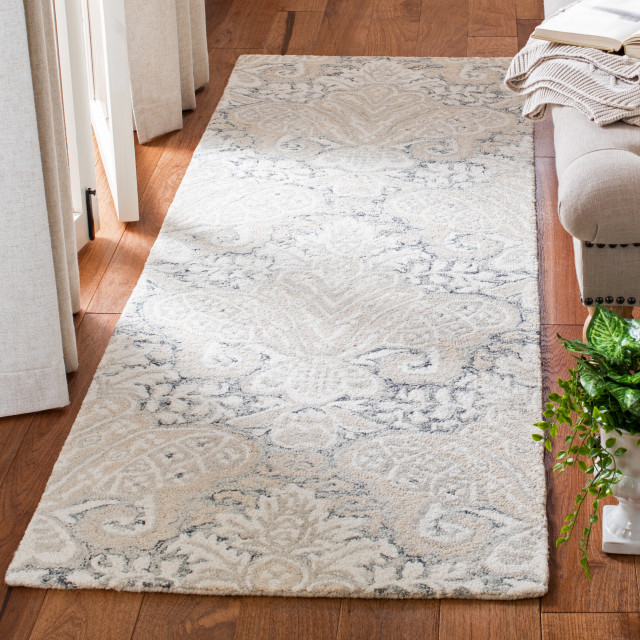Safavieh Micro-Loop Mlp539H Damask Rug, Charcoal and Ivory, 8'0"x10'0 ...