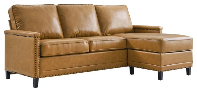 Tonnie Tan Vegan Leather Sectional Sofa - Modern - Sectional Sofas - by ...