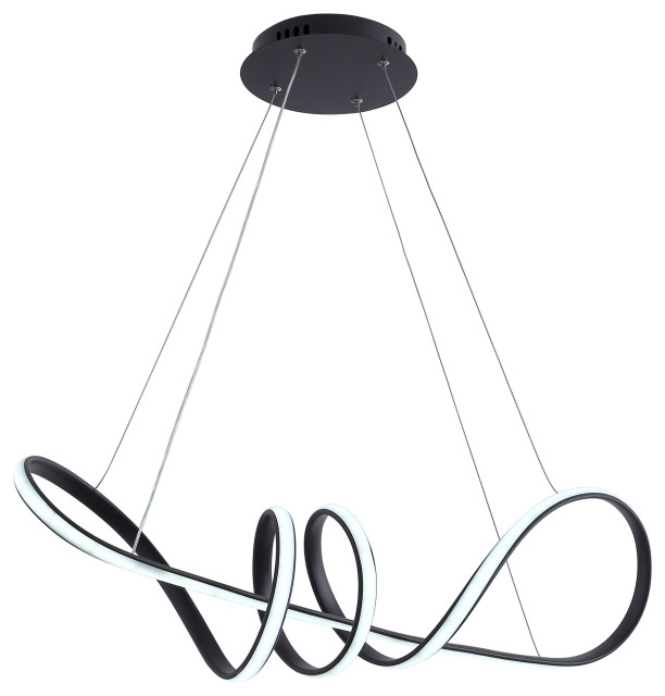 Wavy Line Design 1-Light Pendant Modern LED Linear Ceiling Light ...