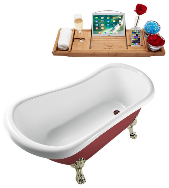 61" Streamline NAA482BNK-IN-ORB Clawfoot Tub and Tray With Internal ...