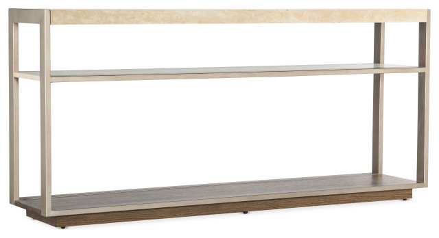 Hammon Travertine/Metal Square Console Table - Modern - Console Tables ...