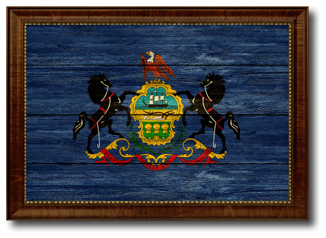 Pennsylvania State Textured Flag Print on Canvas with Custom Frame, 15 ...