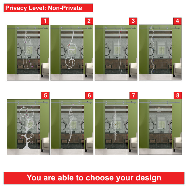 Single Sliding Glass Door Full-Private Design & Faceted Stone V2000, 26 ...