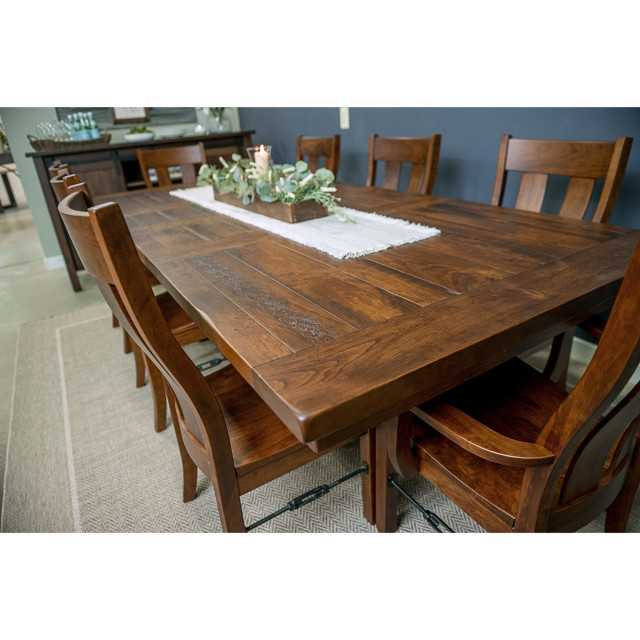 Holbrooke Extendable Rustic Cherry Dining Table, 54x78, 2 Middle Leaves - Industrial - Dining ...