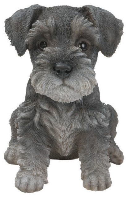 Realistic Miniature Schnauzer Puppy Garden Statue - Contemporary ...