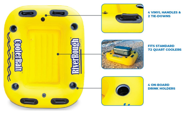 55" Inflatable Yellow and Black Swimming Pool Cooler Raft Float ...