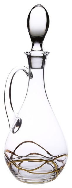 Classic Touch Wine Decanter with Gold Design, Includes Handle and Lid ...