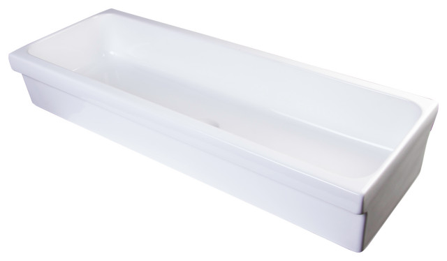 48" White Above Mount Fireclay Bath Trough Sink - Contemporary ...