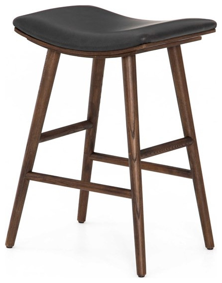 Union Saddle Counter Stool - Distressed Black - Midcentury - Bar Stools ...
