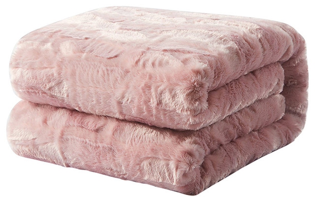 Tache Faux Fur Dusty Rose Sherpa Throw Bed Blanket, 50x60 ...