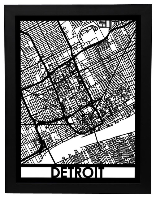 Detroit Street Map - Contemporary - Prints And Posters - by Cut Maps ...