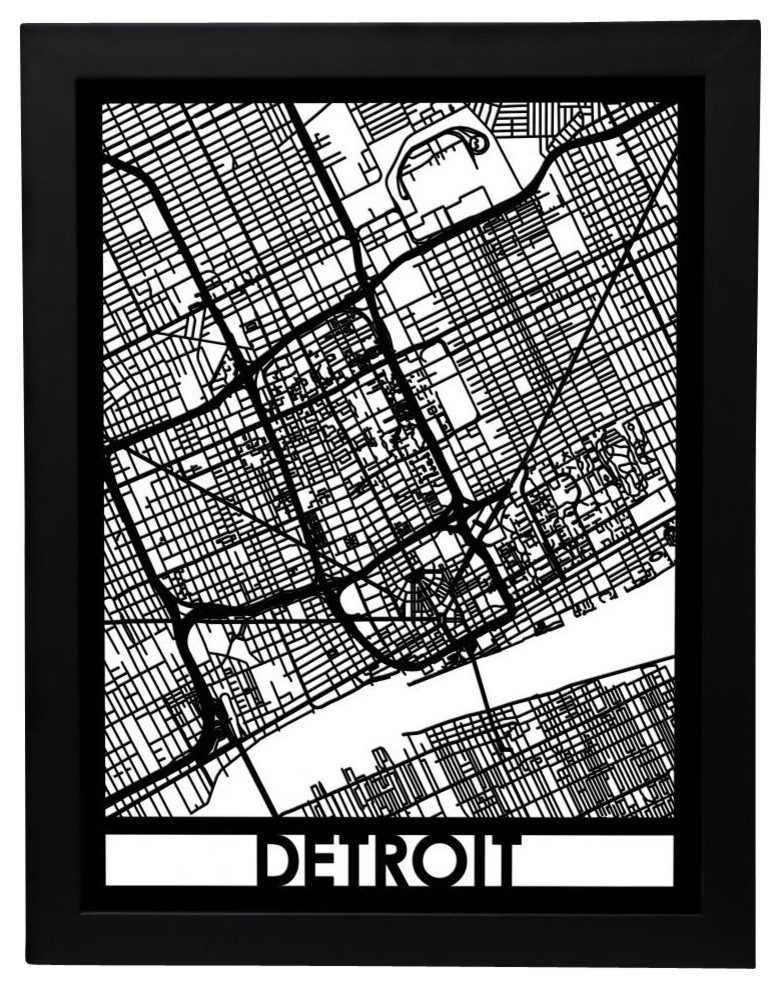 Detroit Street Map - Contemporary - Prints And Posters - by Cut Maps ...