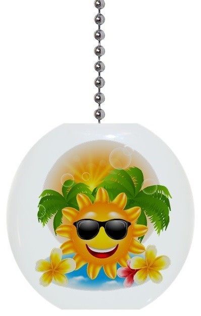 Tropical Sun With Sunglasses Ceiling Fan Pull - Tropical - Ceiling Fan ...