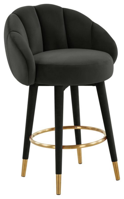 Myla Black Swivel Counter Stool - Midcentury - Bar Stools And Counter ...