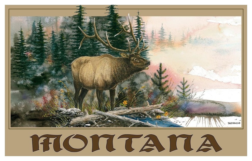 by Artist Dave Bartholet Montana Elk Art Print, 24"x36" - Contemporary ...