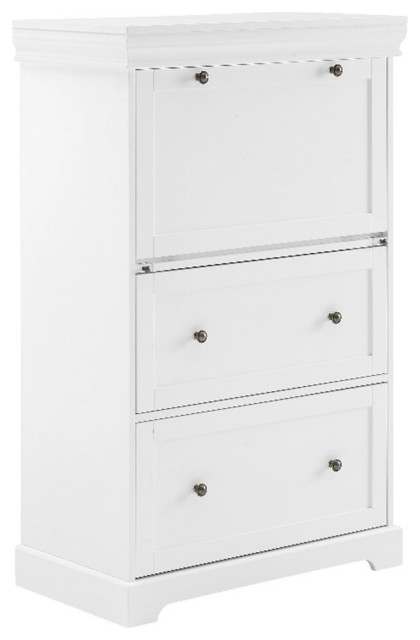 Pemberly Row 2-Drawer Traditional Wood Secretary Desk in White ...