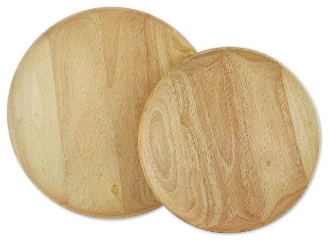 Natural Rounds Wood Plates, 2-Piece Set - Transitional - Charger Plates ...