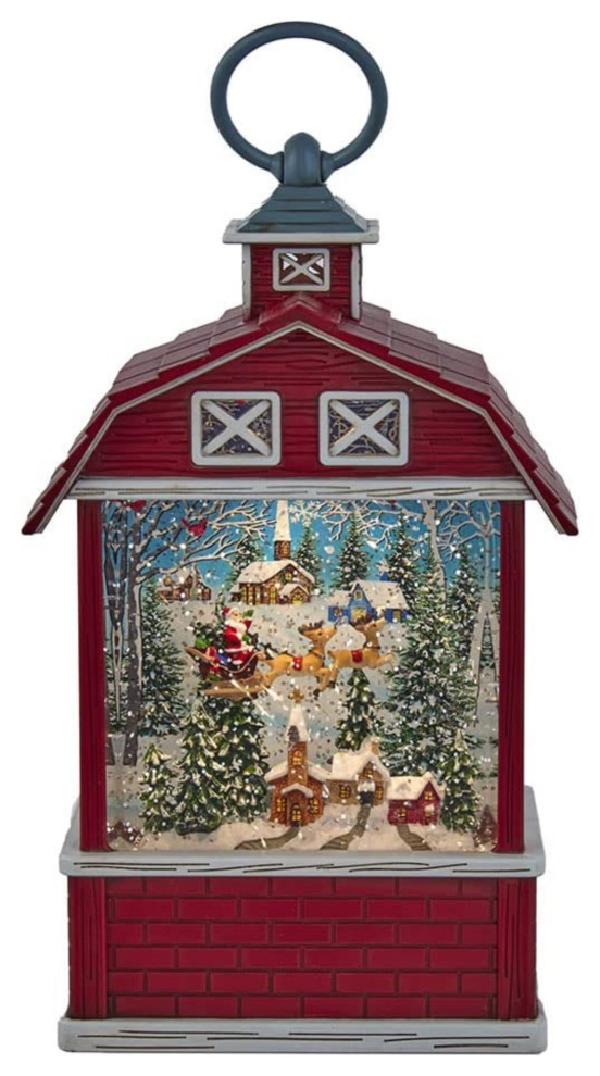 Kurt S. Adler Battery-Operated Lighted Santa Barn Lantern, Multi-Color ...