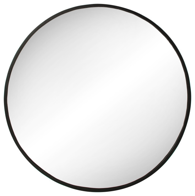 Black Iron Frame Pur Round Mirror - Transitional - Wall Mirrors - by ...