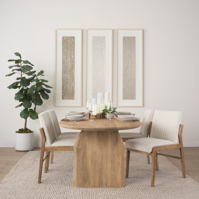 Isla Oval Dining Table WithLight Brown Wood Top and Arched Legs - Transitional - Dining Tables ...