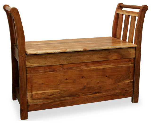 Winged Natural Storage Bench - Rustic - Accent And Storage Benches - by ...