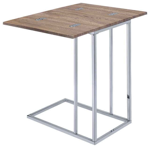 Urban Designs Bremen Chrome Accent Side Table, Weathered Oak ...