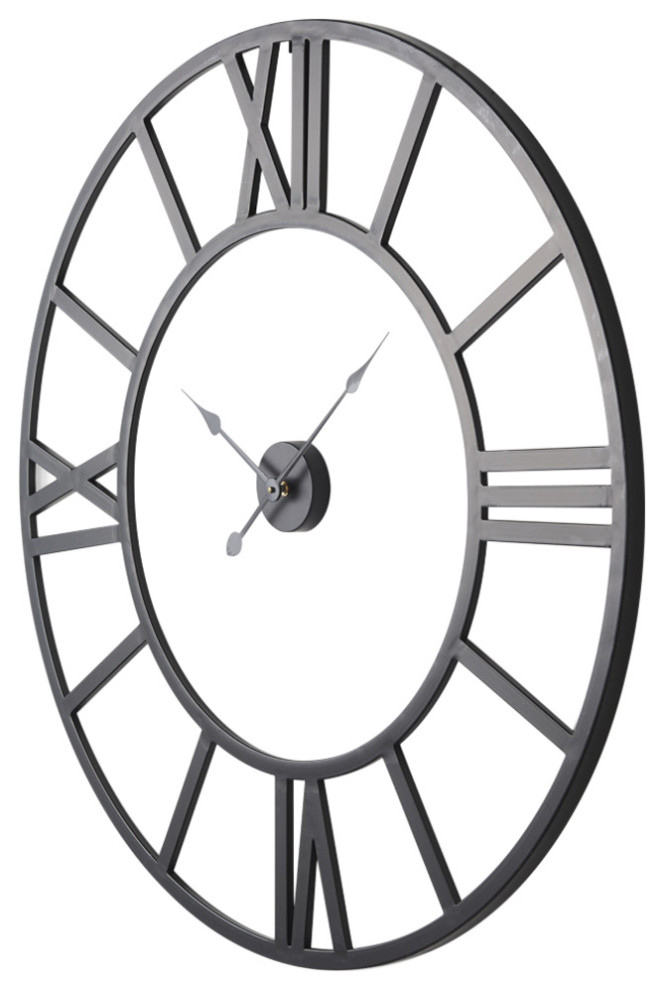 Stoke Matte Black Iron 42" Round Wall Clock - Industrial - Wall Clocks ...