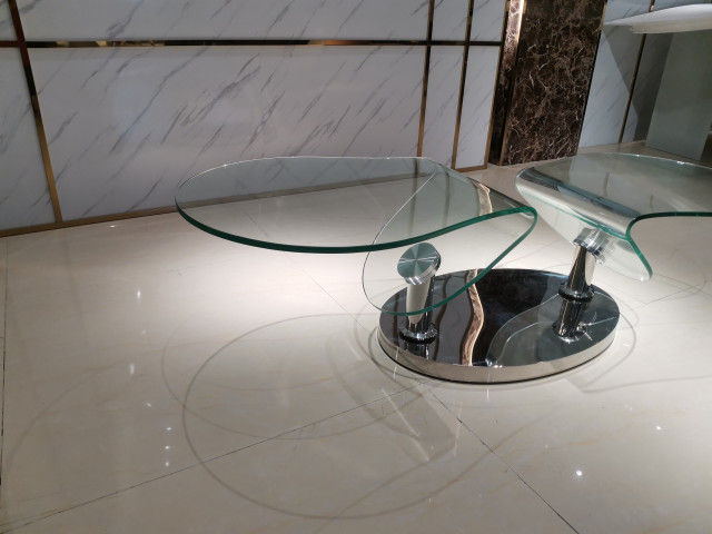 Motion Coffee Table With Clear Glass Top, Chrome Base - Contemporary ...