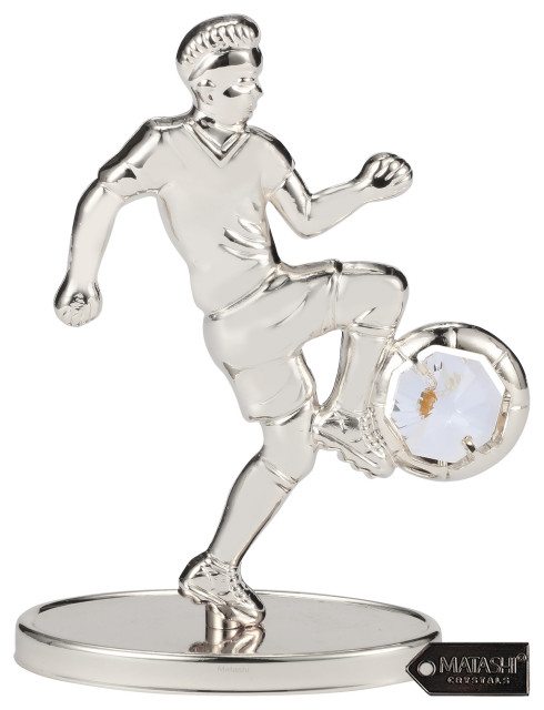 Silver Plated Soccer Football Player Figurine - Contemporary ...