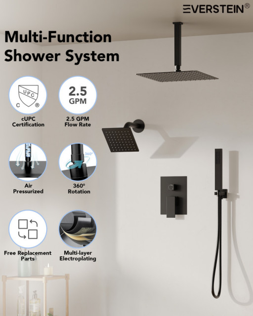 Dual Heads 3-Functions Shower System With Pressure Balancing Rough-In ...