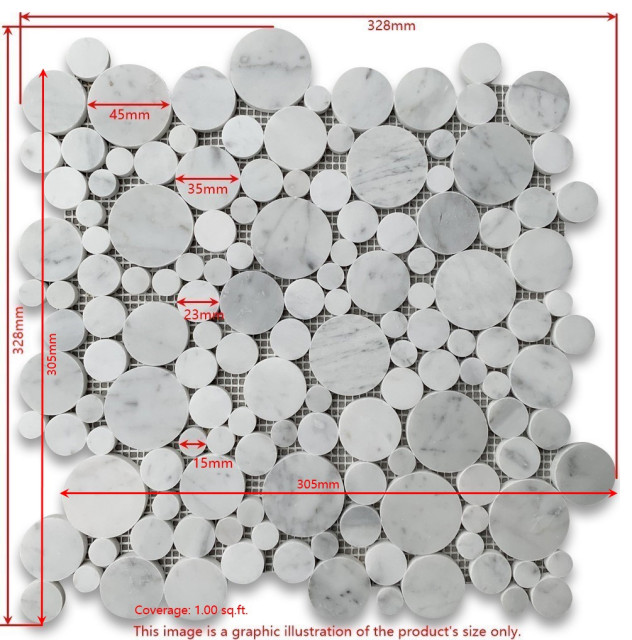 Bubble Round Bardiglio Gray Marble Mosaic Shower Floor Tile Polished, 1 ...