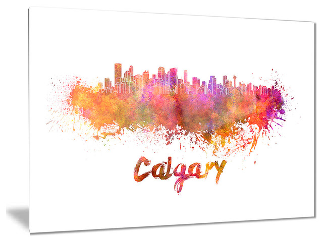 "Calgary Skyline" Cityscape Glossy Metal Wall Art, 40"x30 ...