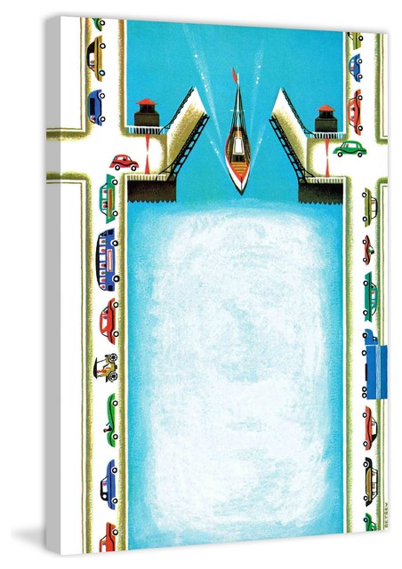 "The Drawbridge" Painting Print on Wrapped Canvas, 16x24 - Contemporary ...