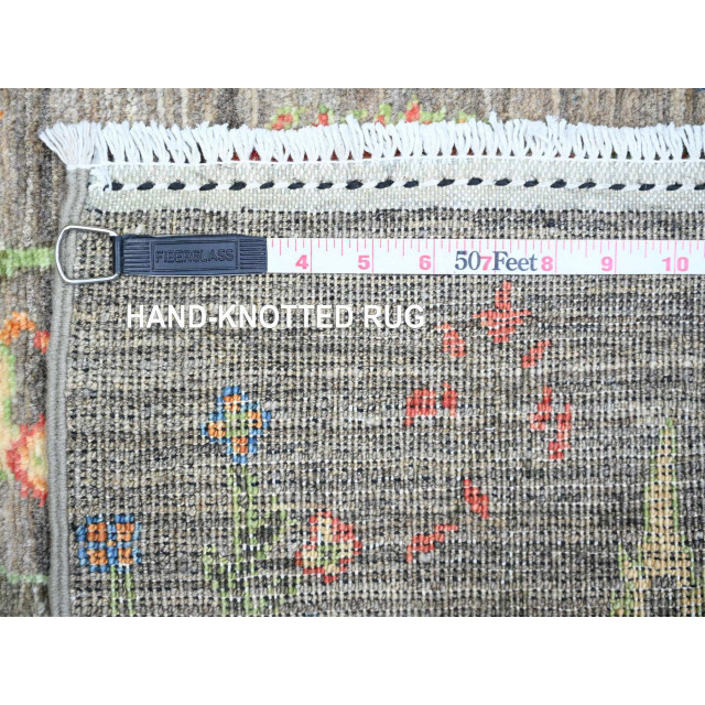 Echo Gray Wool Hand Knotted Folk Art Willow Cypress Tree Design Rug 2'5 ...