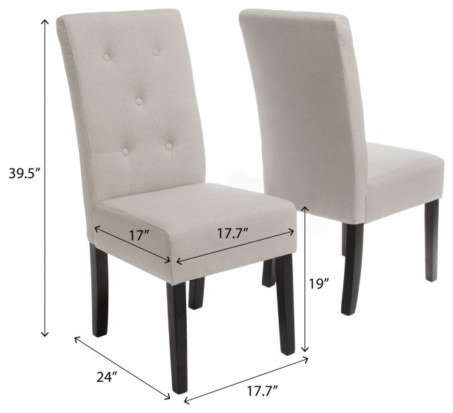 2 Pack Dining Chair, Classic Parson Design With Padded Seat & Button ...