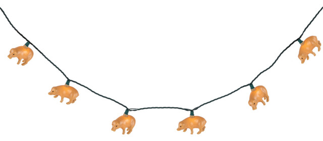 10-Count Pig Patio Light Set 5.75ft Green Wire - Modern - Outdoor Rope ...