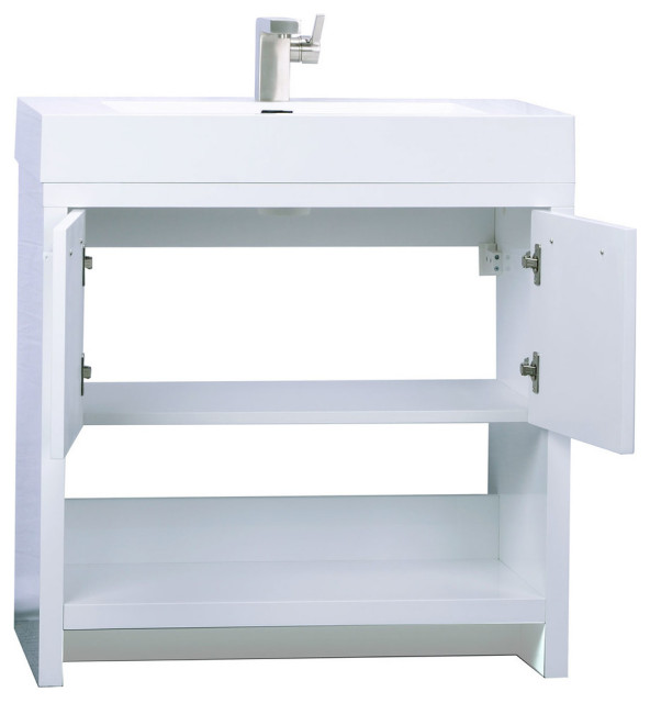 LODI 32" Modern Bathroom Vanity, Glossy White - Contemporary - Bathroom ...