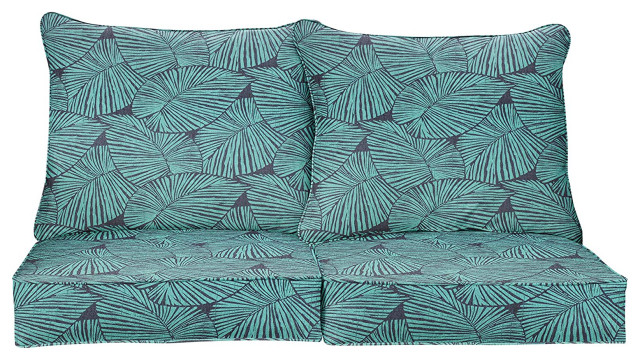 4 Pack Patio Loveseat Cushion, Polyester Cover With Tropical Leaf ...