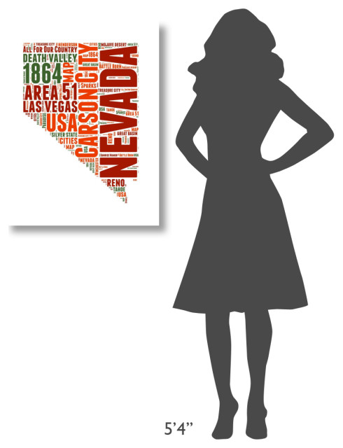 "Nevada Word Cloud Map" Fine Art Print, 24" x 32" - Modern - Prints And ...