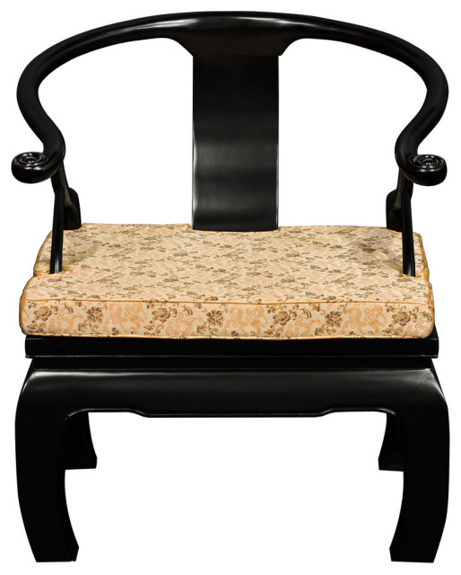 Black Elmwood Chow Leg Chinese Monk Chair - Traditional - Armchairs And ...