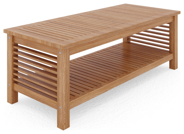 Sylvie Rectangular Teak Outdoor Coffee Table - Transitional - Outdoor Coffee Tables - by Curated ...