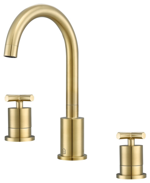 Ava Widespread Cross-Handle 3-Hole Bathroom Faucet in Brushed Champagne ...